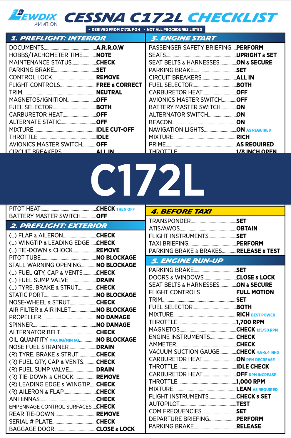 Cessna C172L Checklist – LewDix Aviation